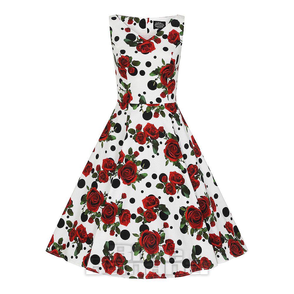 H&R London Floral Colette White Swing Dress | 50s Vintage Dresses