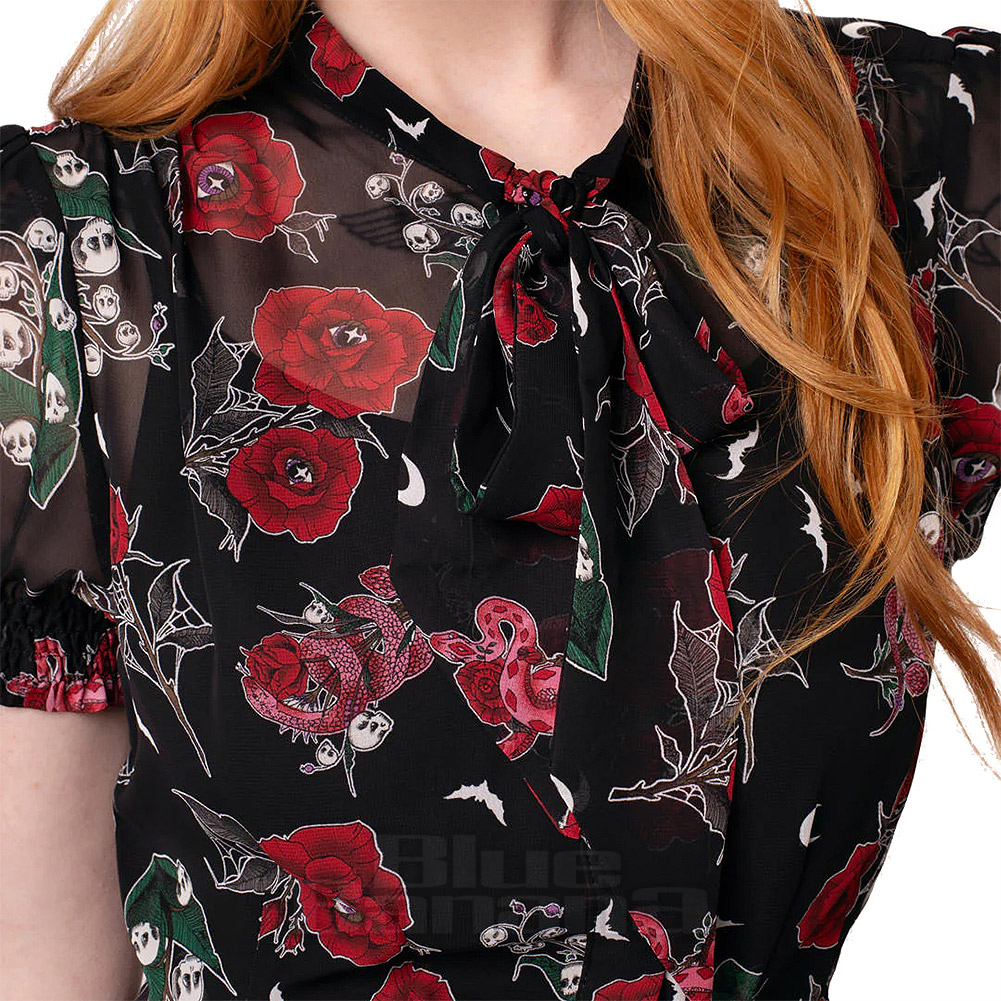 Blusa Blooming Elle de Hell Bunny (negra) | Blue Banana