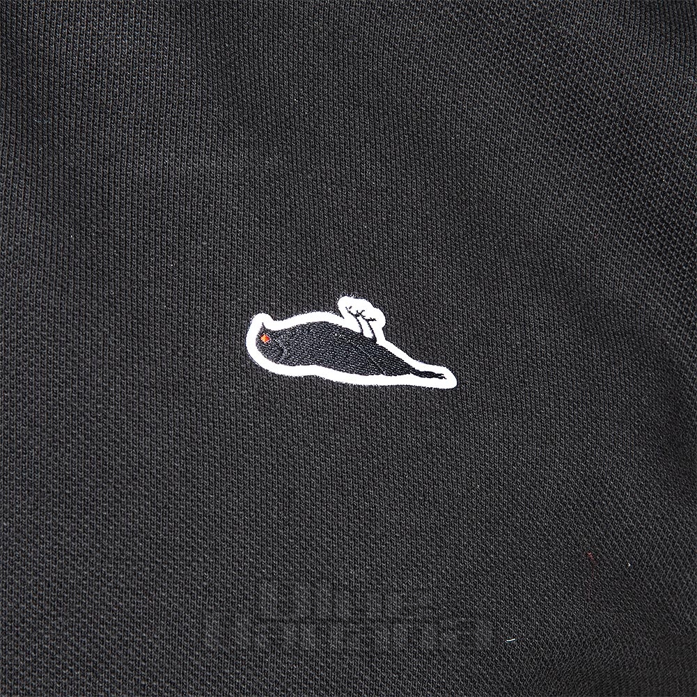 Atticus Badge Polo Shirt (Black) | Blue Banana
