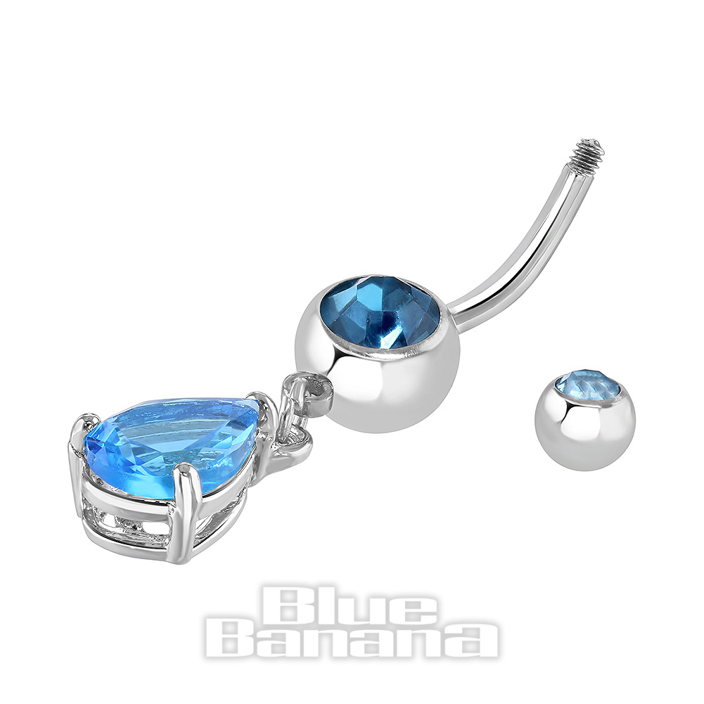 Drop Jewel Aqua Navel Bar | Belly Bar Piercing Jewellery
