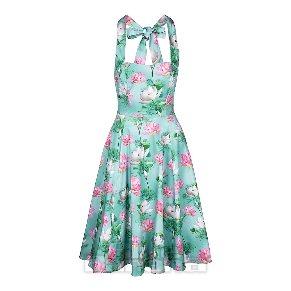 Bleeding Heart Lotus Swing Dress (Green) | Blue Banana