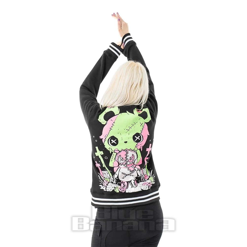 Cupcake Cult Voodoo Teddy Varsity Jacket (Black) | Blue Banana
