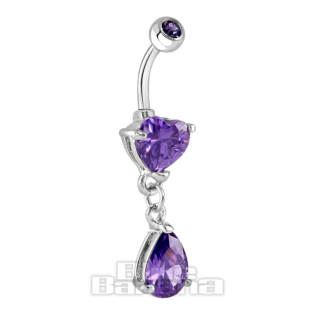 Heart Crystal Navel Bar | Belly Bar Piercing Jewellery