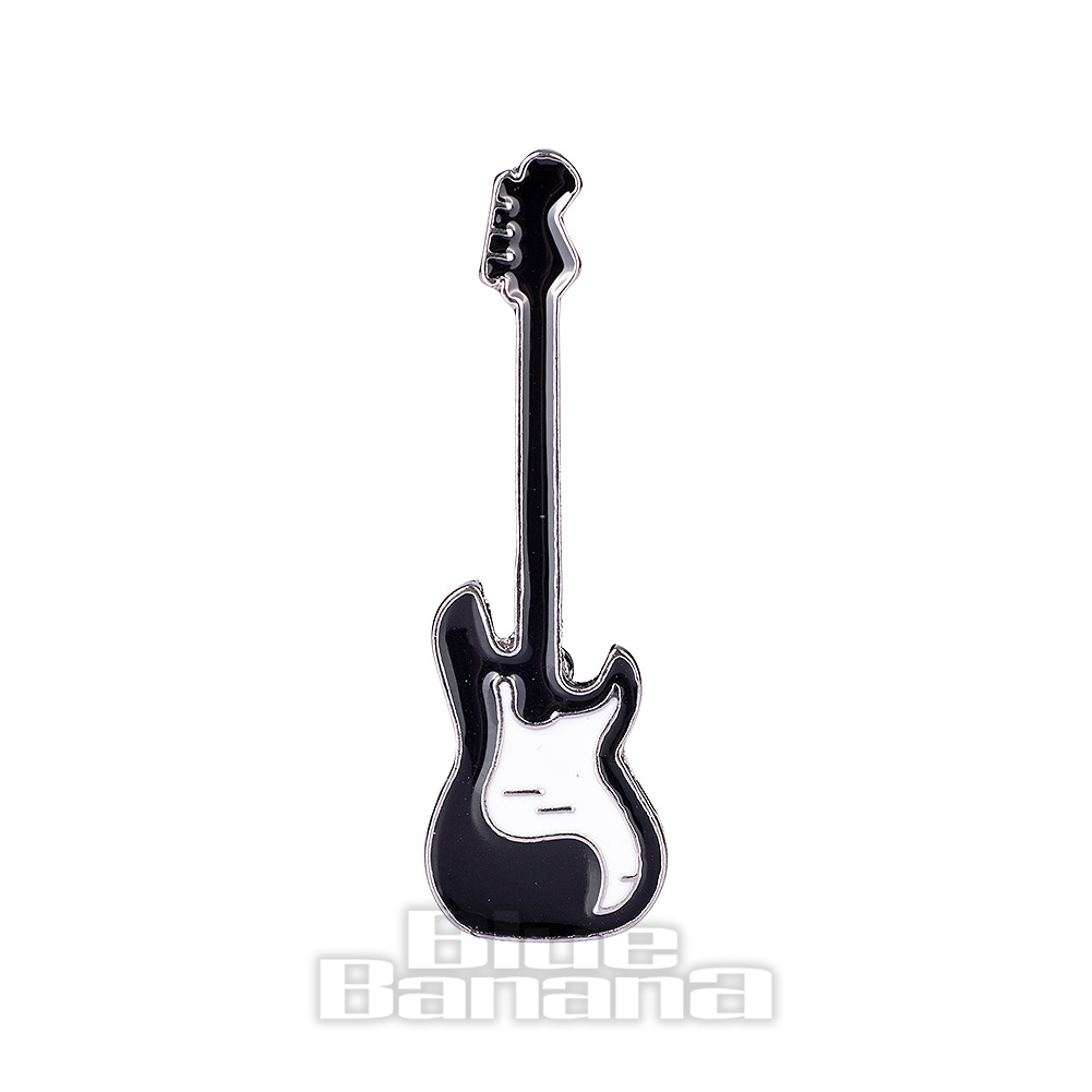 Blue Banana Guitar Pin Badge (Black/White) | Blue Banana