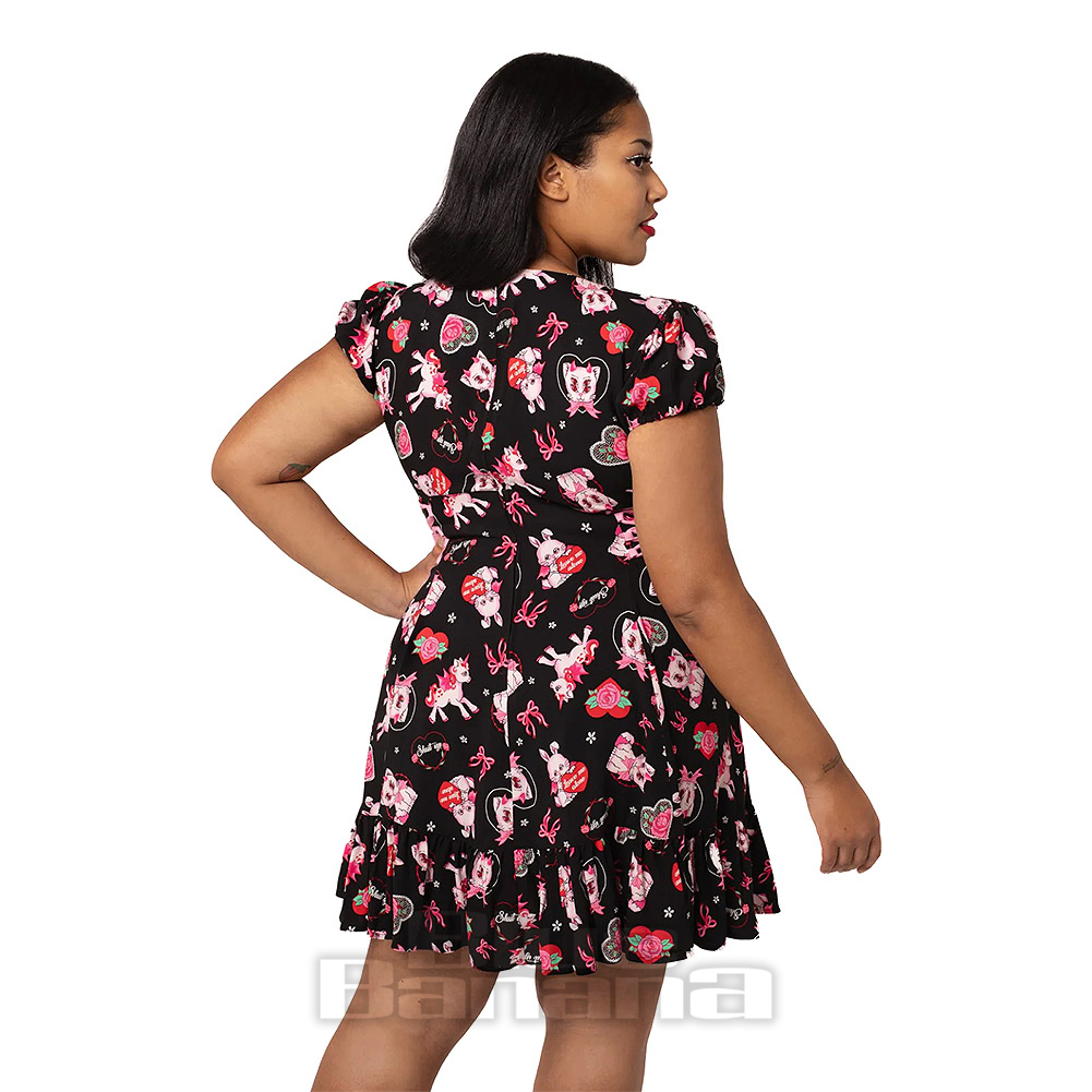 Hell Bunny Not Into You Mini Dress (Black/Pink) | Blue Banana