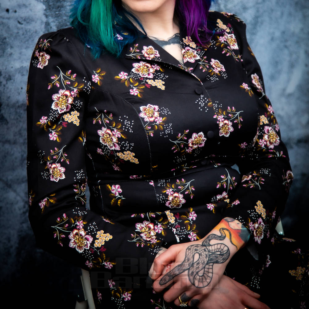 Bleeding Heart Pink Flower Long Sleeve Pencil Dress | Vintage Clothing