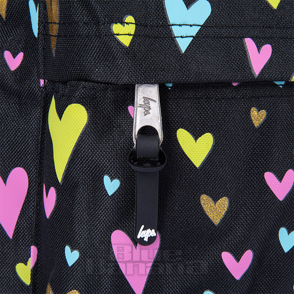 Hype Heart Gold Glitter Overlay Multicoloured Backpack | School Rucksack