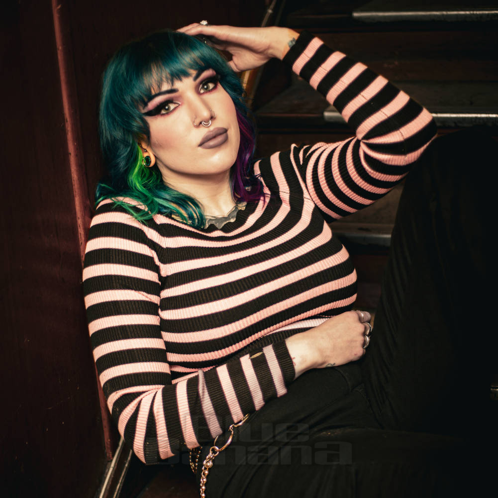 Banned Frances Pink & Black Striped Jumper | Alternative Sweaters
