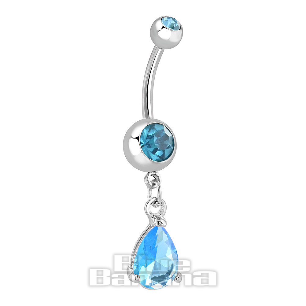 Drop Jewel Aqua Navel Bar | Belly Bar Piercing Jewellery