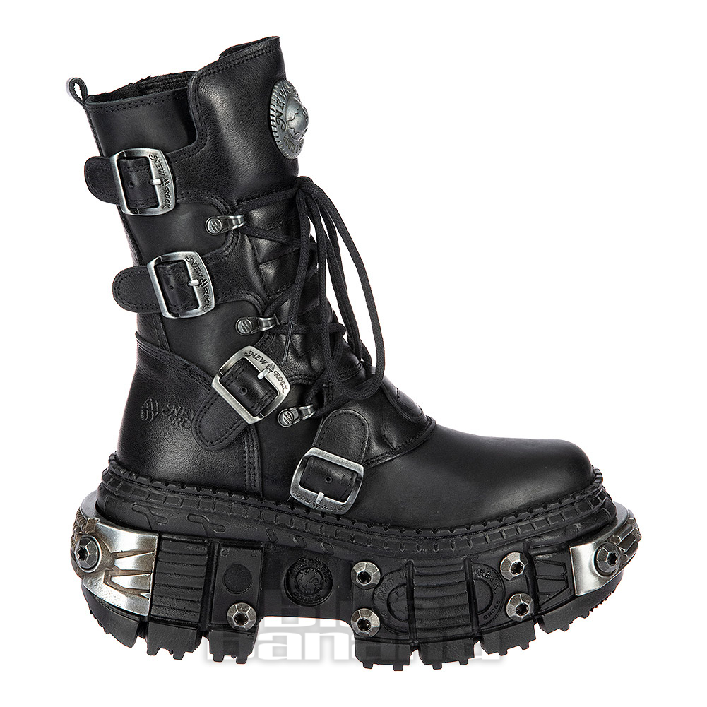 New Rock M.WALL1473-S11 Black Boots | Gothic Leather Boots