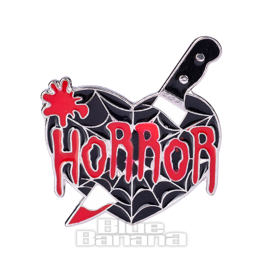 Blue Banana Horror Heart Pin Badge (Black/Red) | Blue Banana
