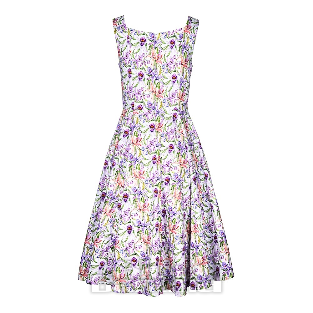 Bleeding Heart Floral Swing Dress (Purple/Orange) | Blue Banana