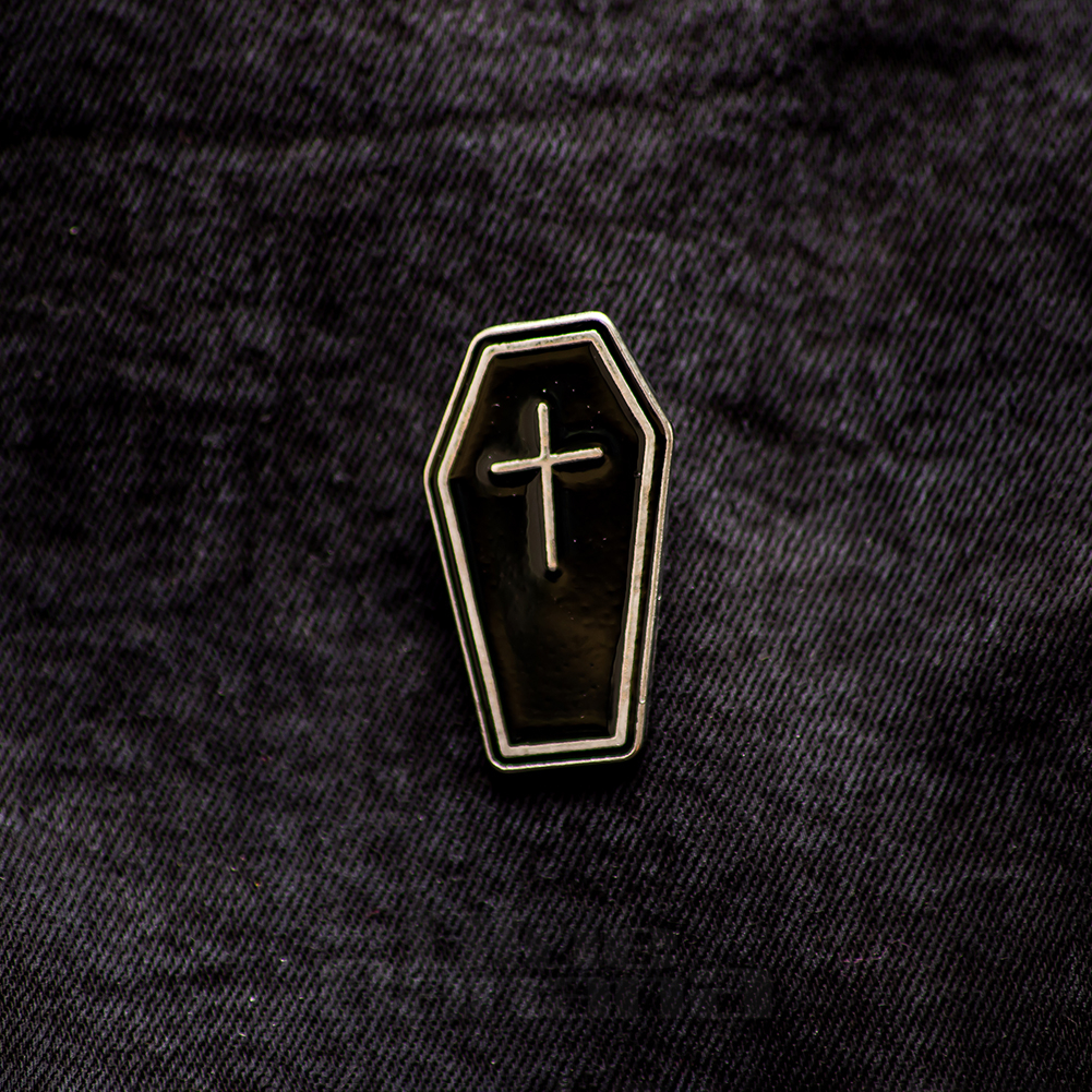 Blue Banana Coffin Pin Badge (Black) | Blue Banana