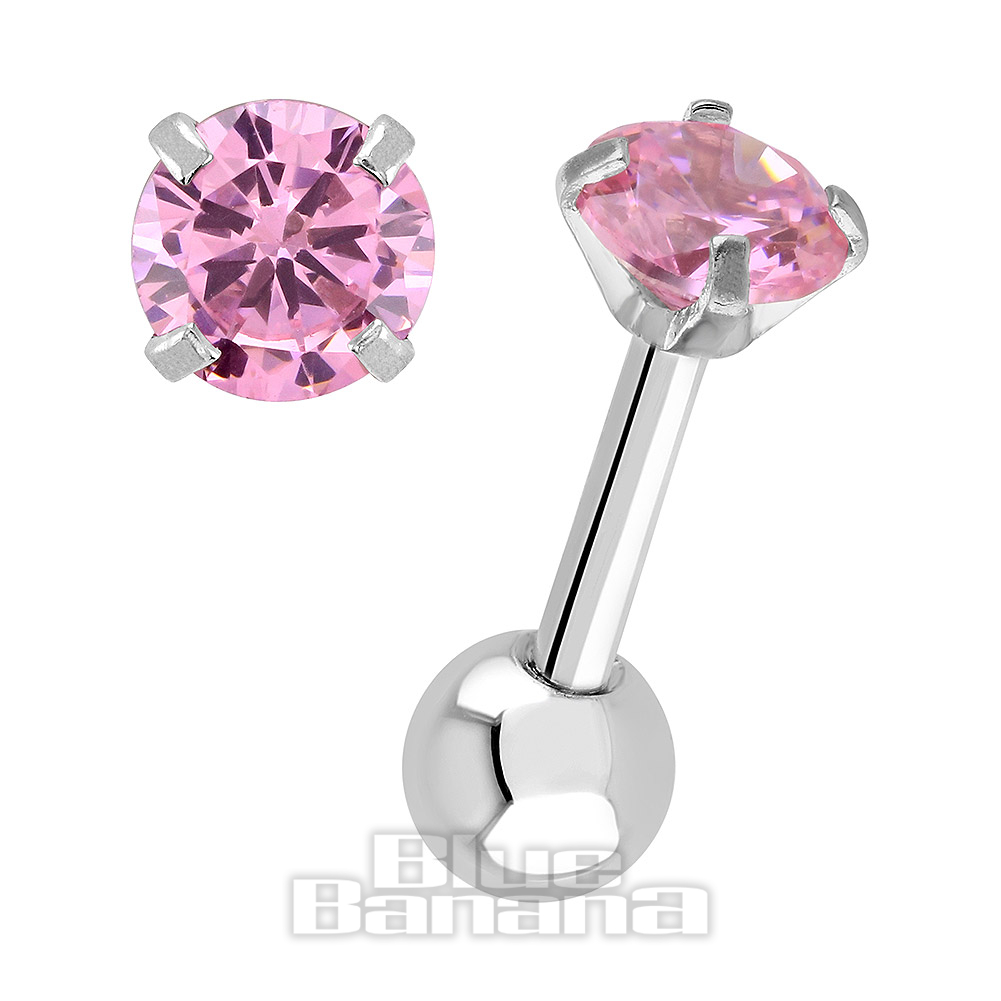 Rose Pink Gem Gem Tragus Bar, Piercing Cartilage Jewellery