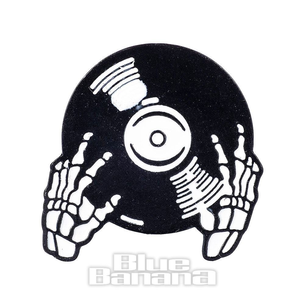Blue Banana Vinyl Record Pin Badge (Black) | Blue Banana