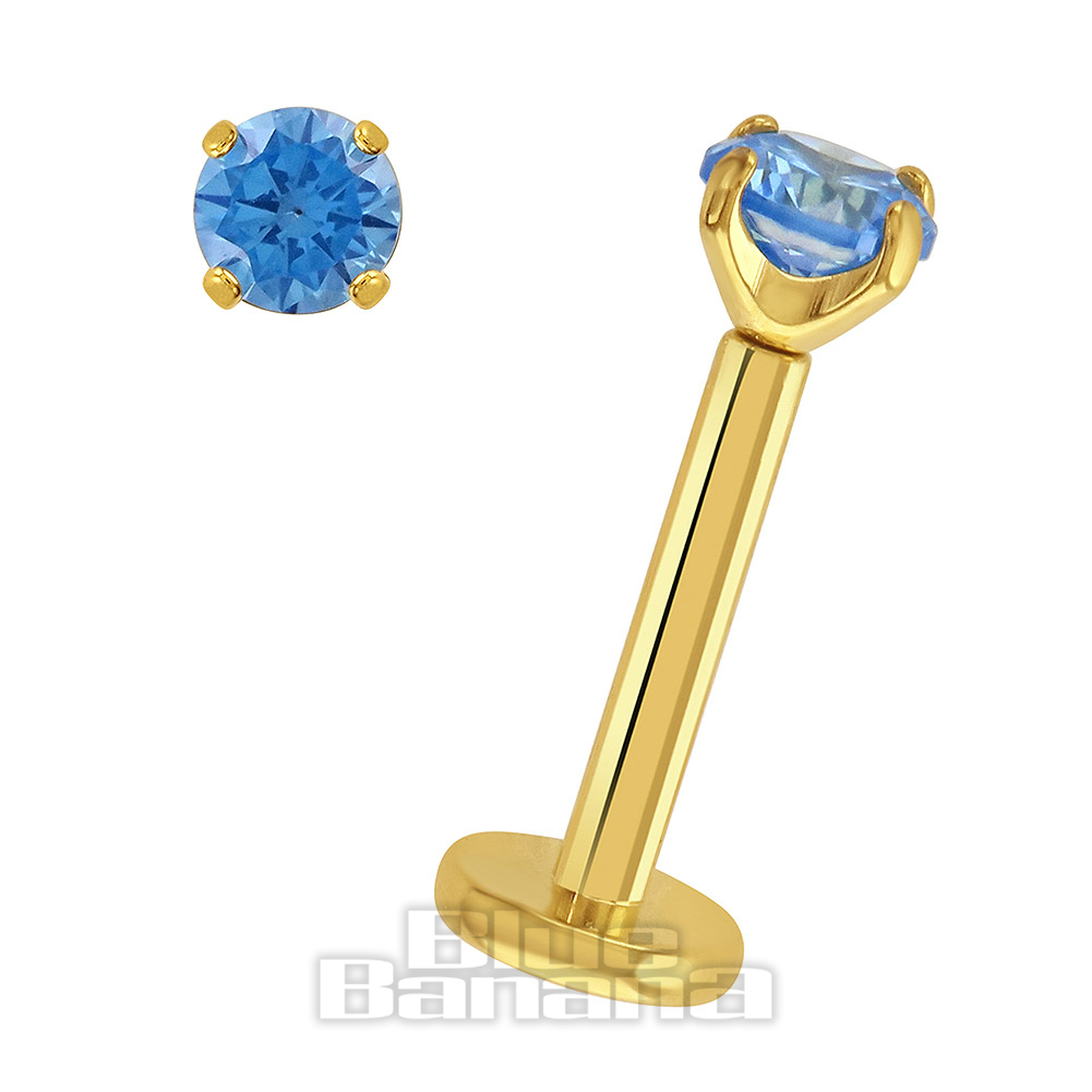 Blue Banana 1.2mm Threadless Labret (Aqua)| Body Piercing Jewellery