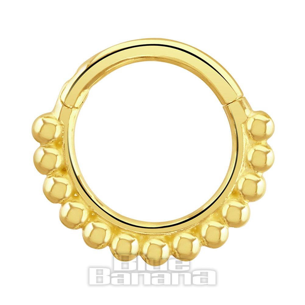 Balls 9 ct Gold 1.2 x 8mm Hinged Segment Ring | Piercing Jewellery
