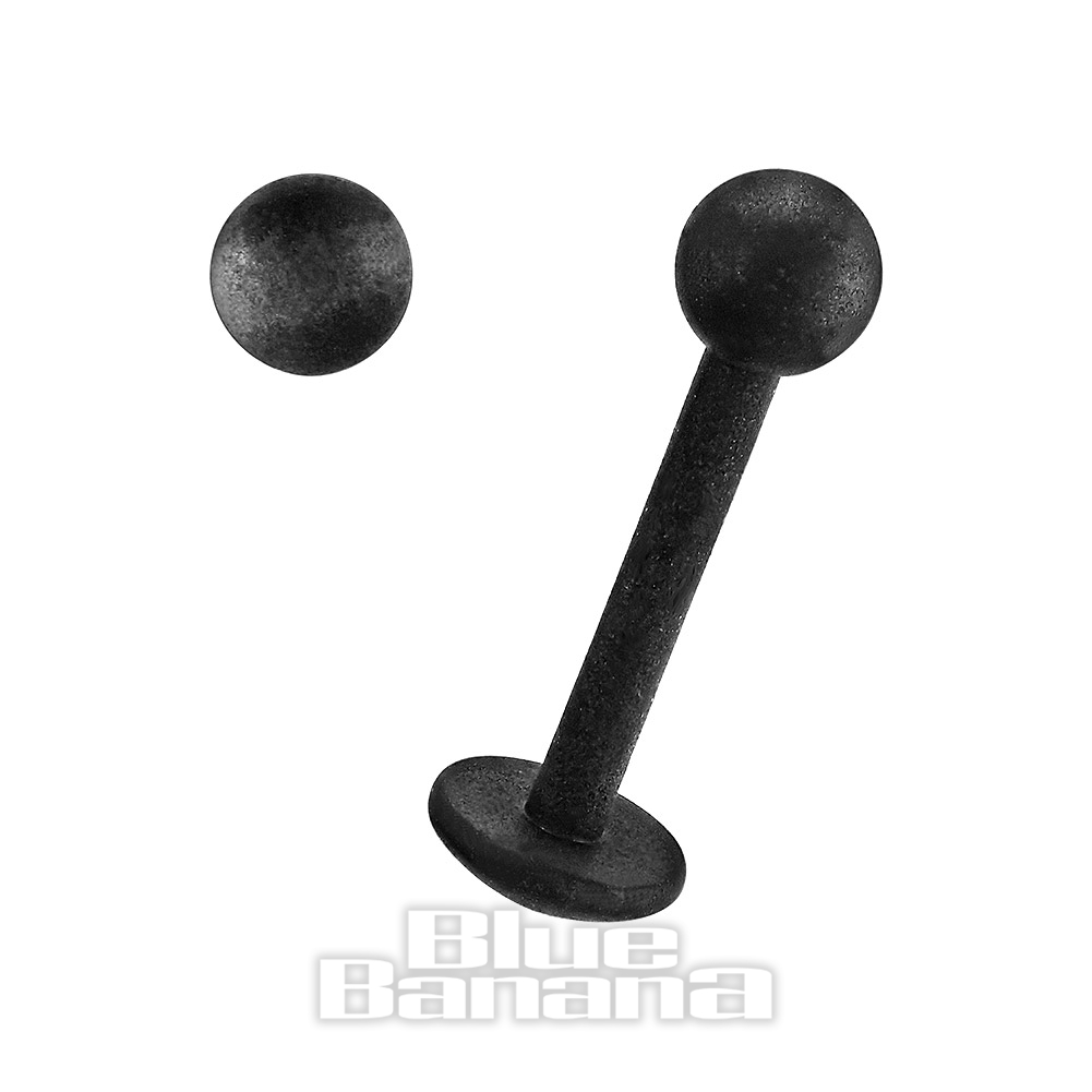 Coloured Titanium 1.2mm Matt Black Labret, Piercing Bar