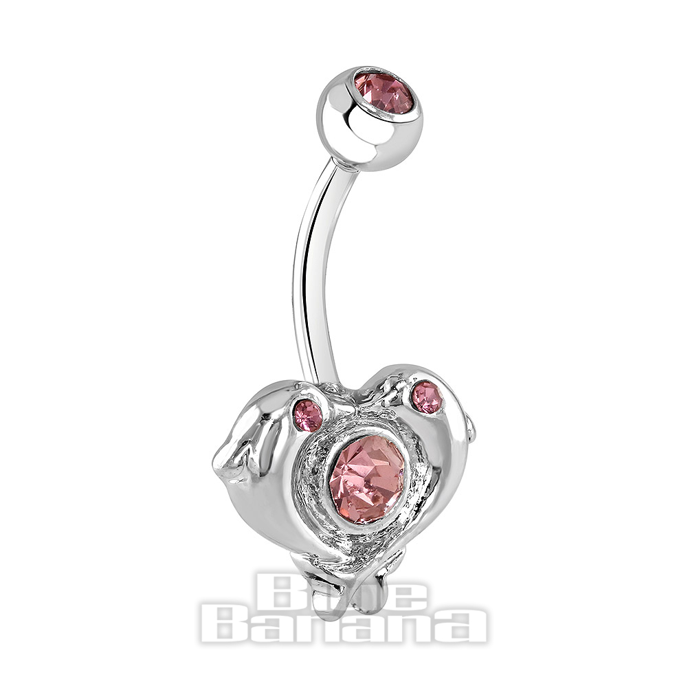 Dolphin Light Rose Navel Bar | Belly Bar Piercing Jewellery