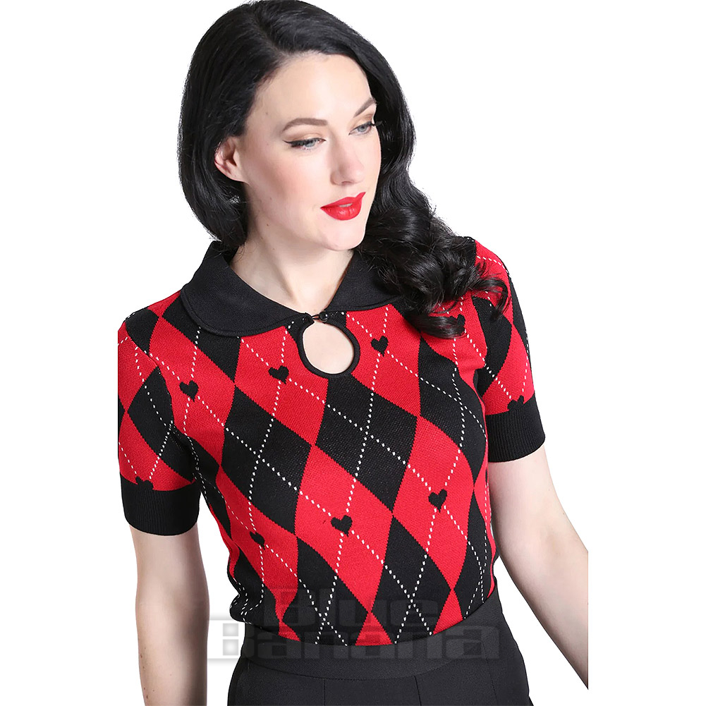 Hell Bunny Amy Black Red Top - Alternative Jumpers