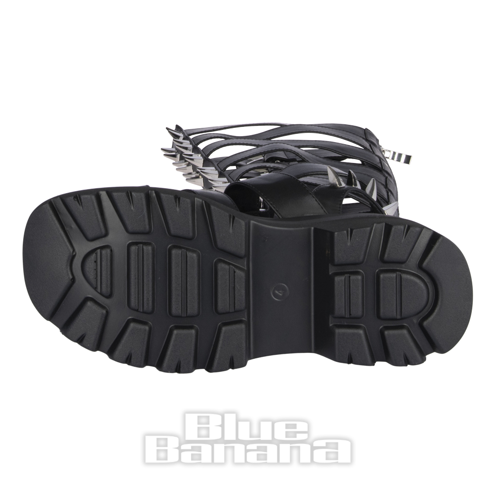 Koi Mage Resistor High Spiked Black Sandals | Gothic Sandals