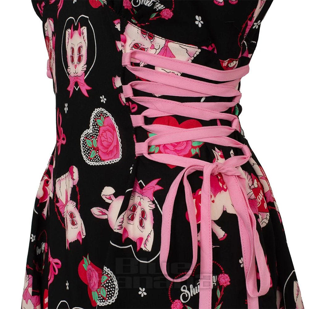 Hell Bunny Not Into You Mini Dress (Black/Pink) | Blue Banana