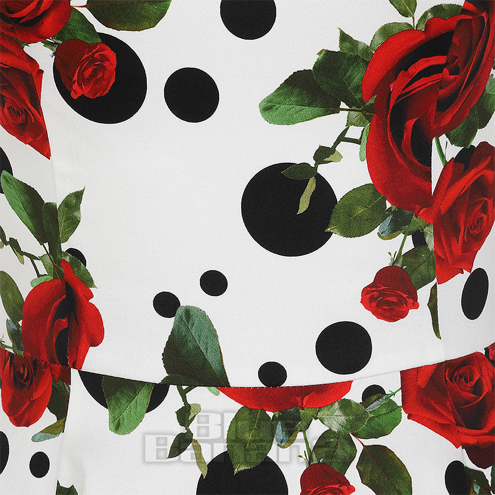 H&R London Floral Colette White Swing Dress | 50s Vintage Dresses