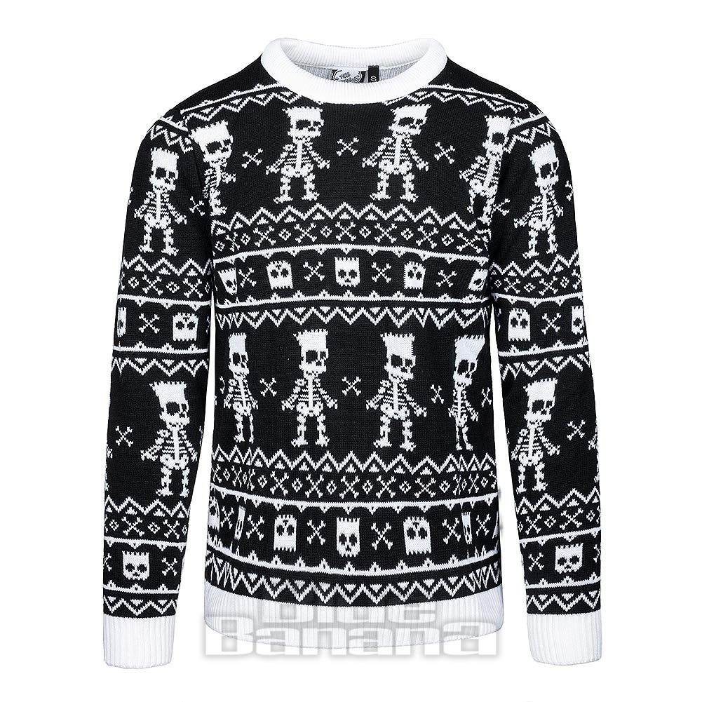 Pull squelette officiel Bart des Simpsons (noir et blanc) | Blue Banana