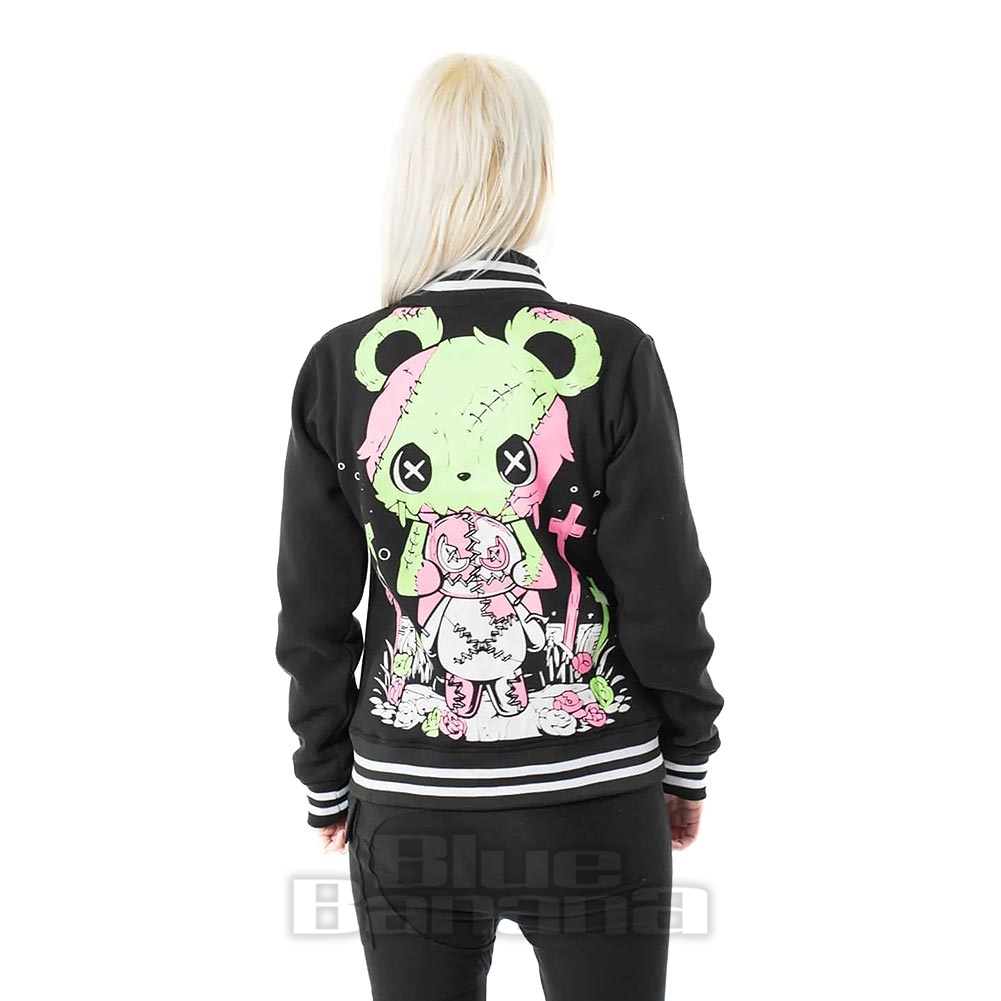 Cupcake Cult Voodoo Teddy Varsity Jacket (Black) | Blue Banana
