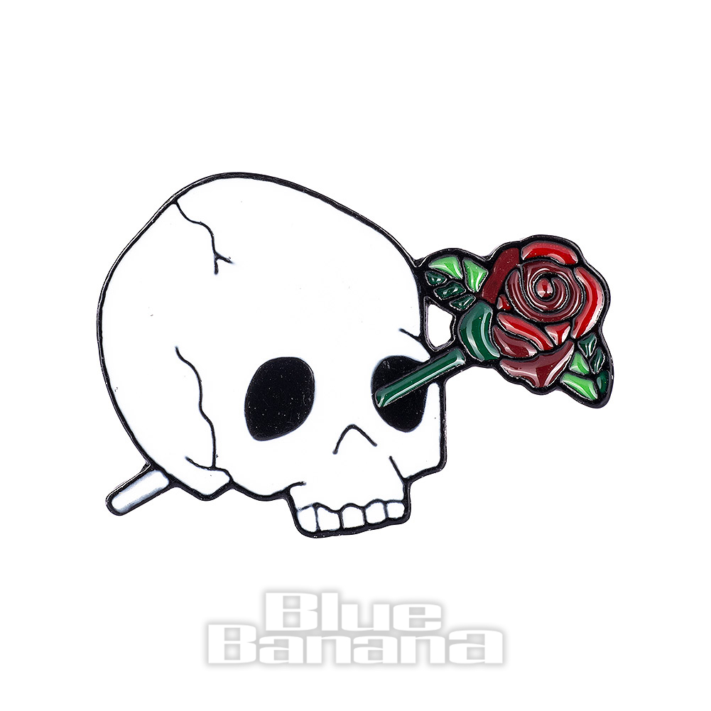 Blue Banana Skull Pin Badge (White) | Blue Banana