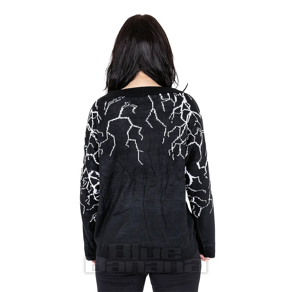 Heartless Sinister Grin Jumper | Black Gothic Sweater Fashion