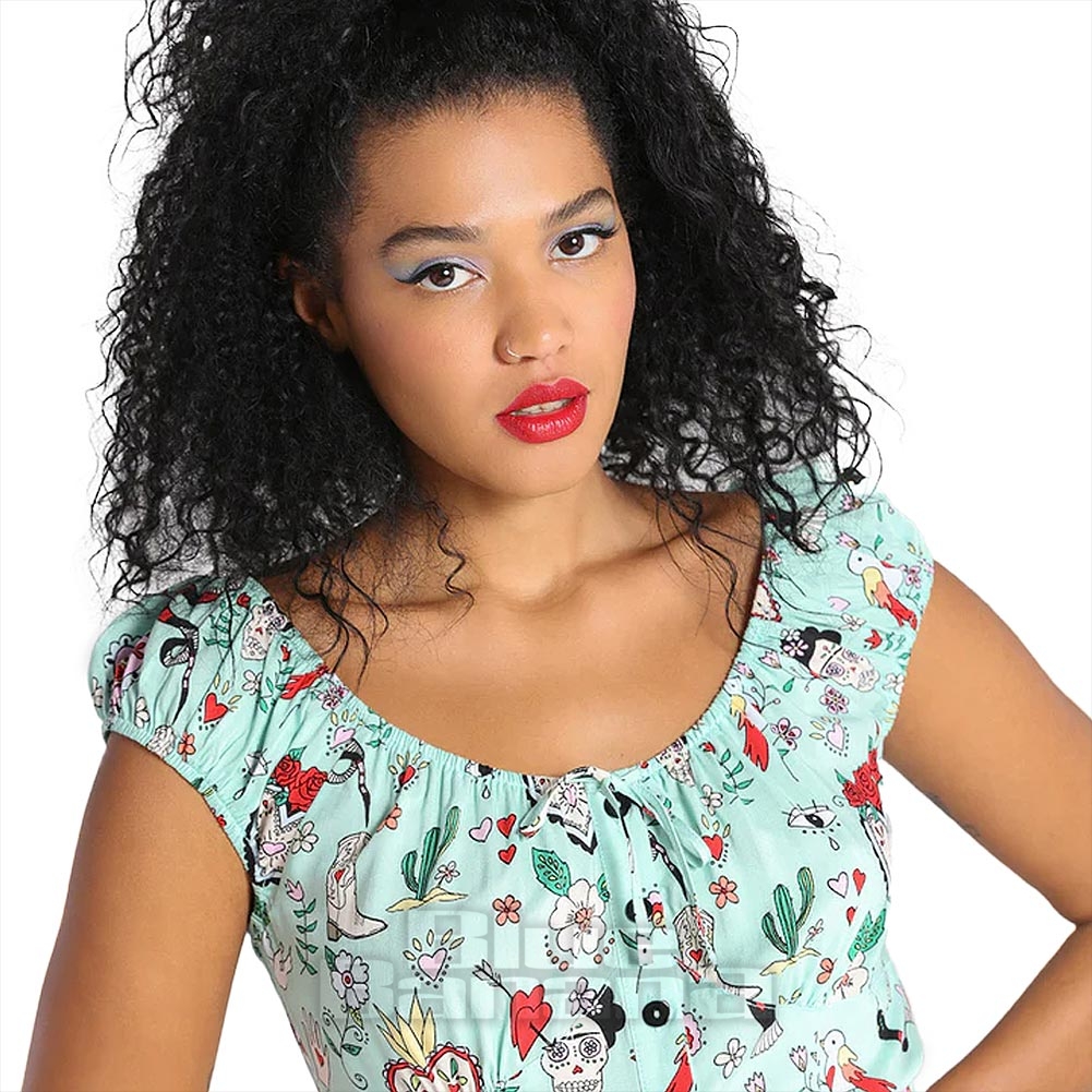 Hell Bunny Tijuana Mini Dress (Green) | Blue Banana
