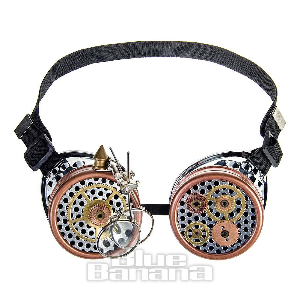 Solstice Silver and Copper Loupes & Cogs Goggles, Steampunk Accessories