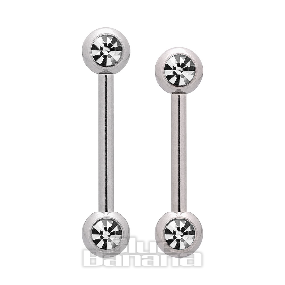 Blue Banana Steel 1.6mm Clear Jewelled Barbell, Piercing