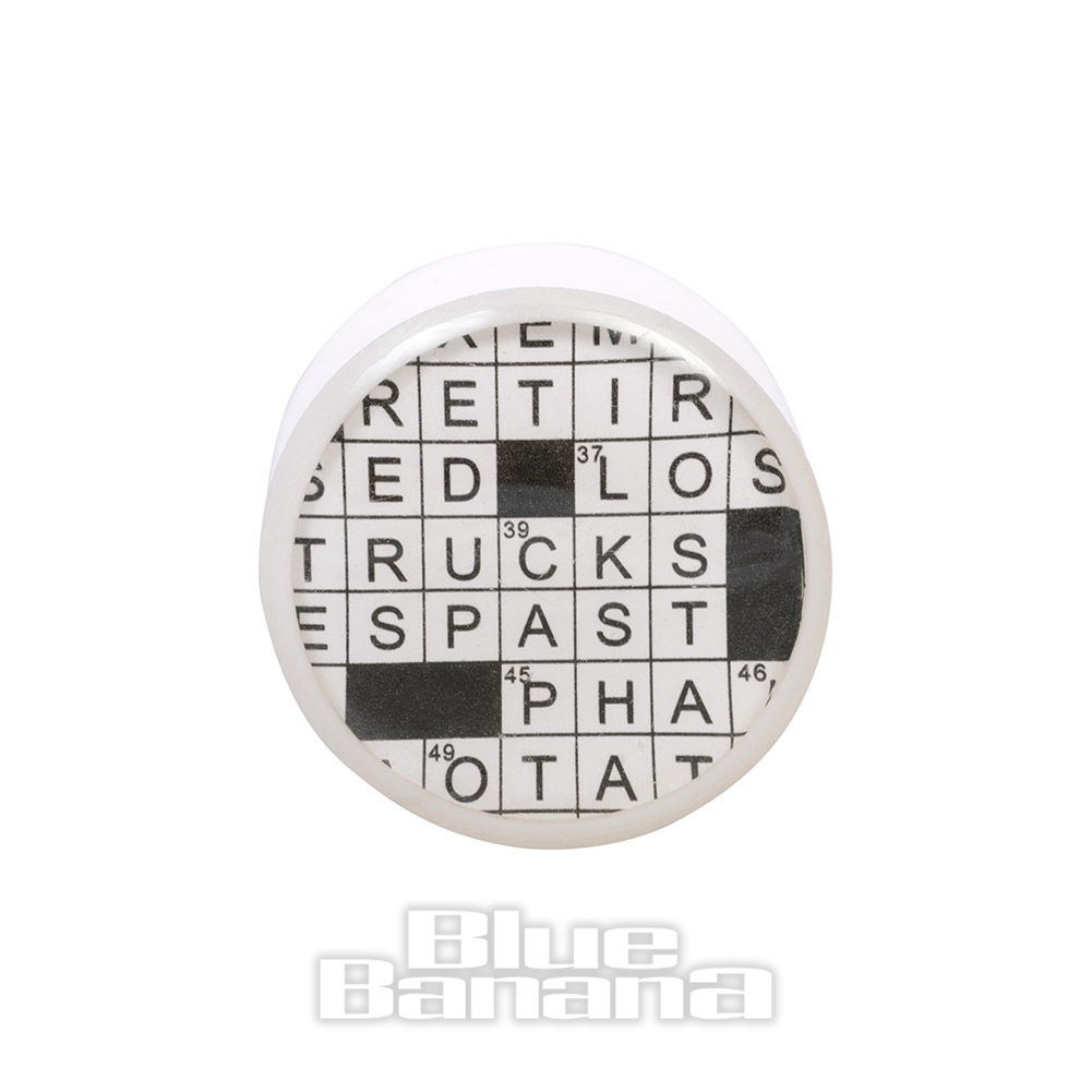 Blue Banana White Acrylic Crossword Plug, Piercing Jewellery UK