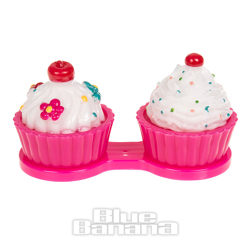 Coloured Contacts Dark Pink Cupcake Lens Case, Novelty Contacts Holder