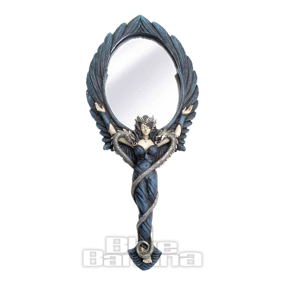 Alchemy Gothic Black Angel Hand Mirror, Resin Accessories