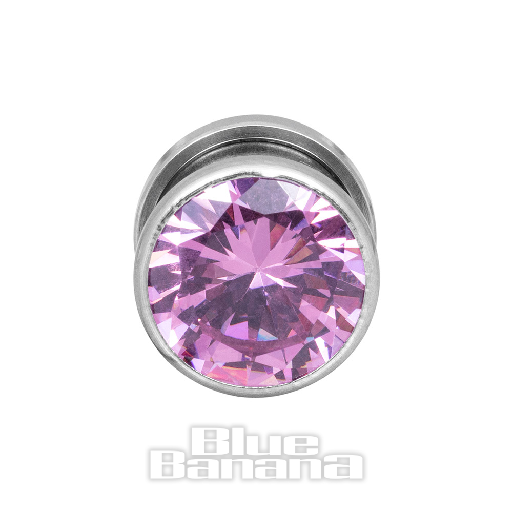 Blue Banana Steel Rose Gem Plug, Ear Flesh Tunnel