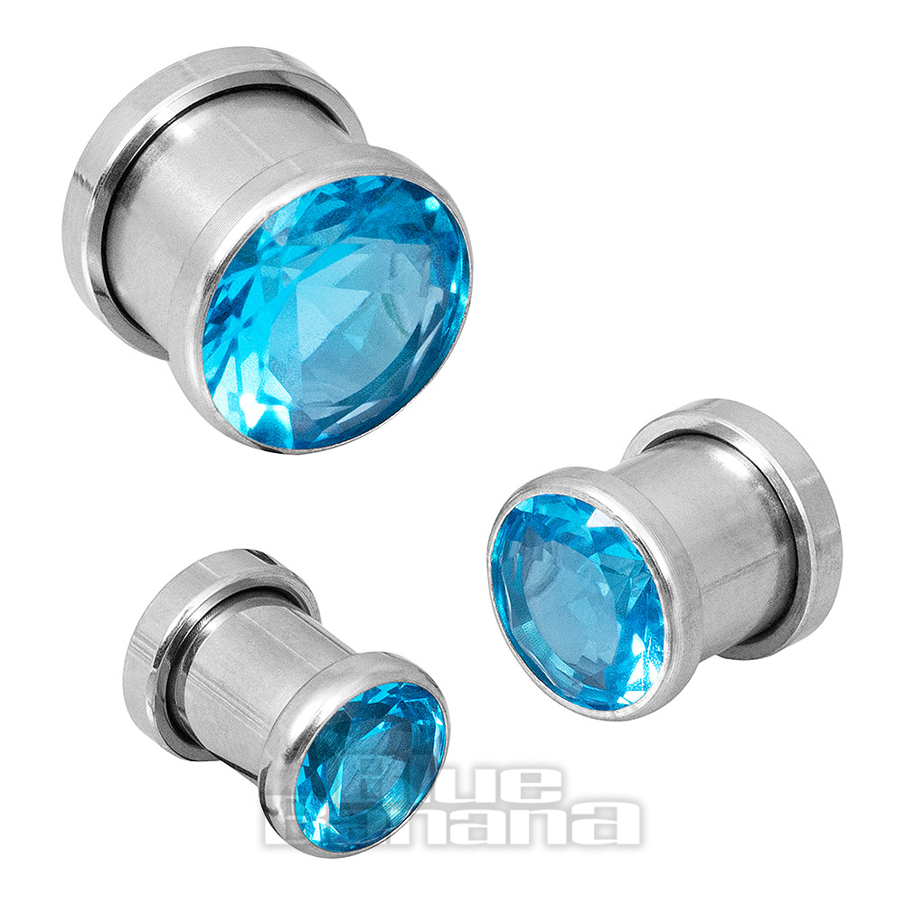 Blue Banana Steel Aqua Gem Plug, Piercing Body Jewellery