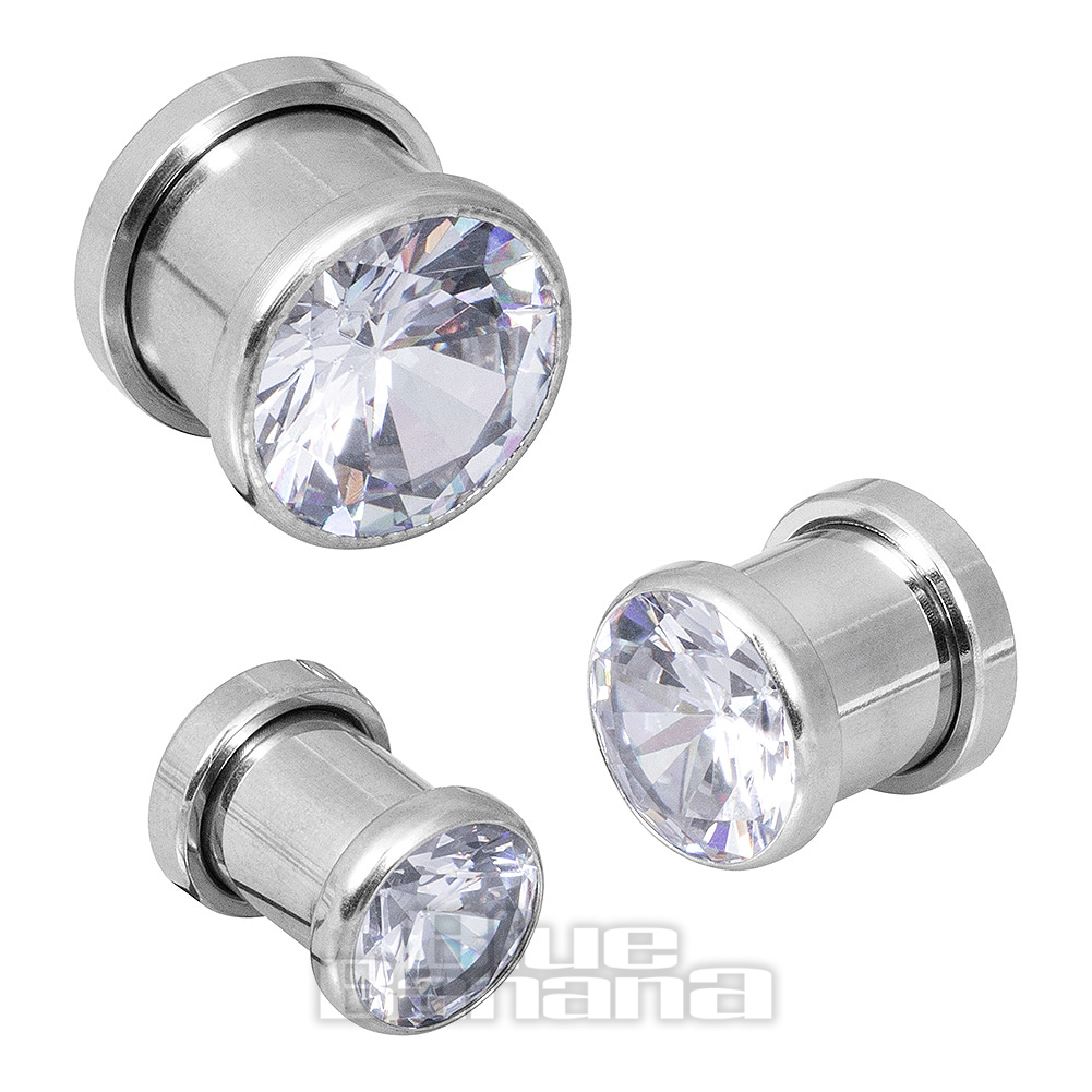 Blue Banana Steel Crystal Gem Plug, Jewelled Ear Piercing