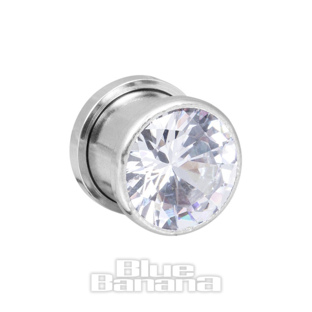 Blue Banana Steel Crystal Gem Plug, Jewelled Ear Piercing