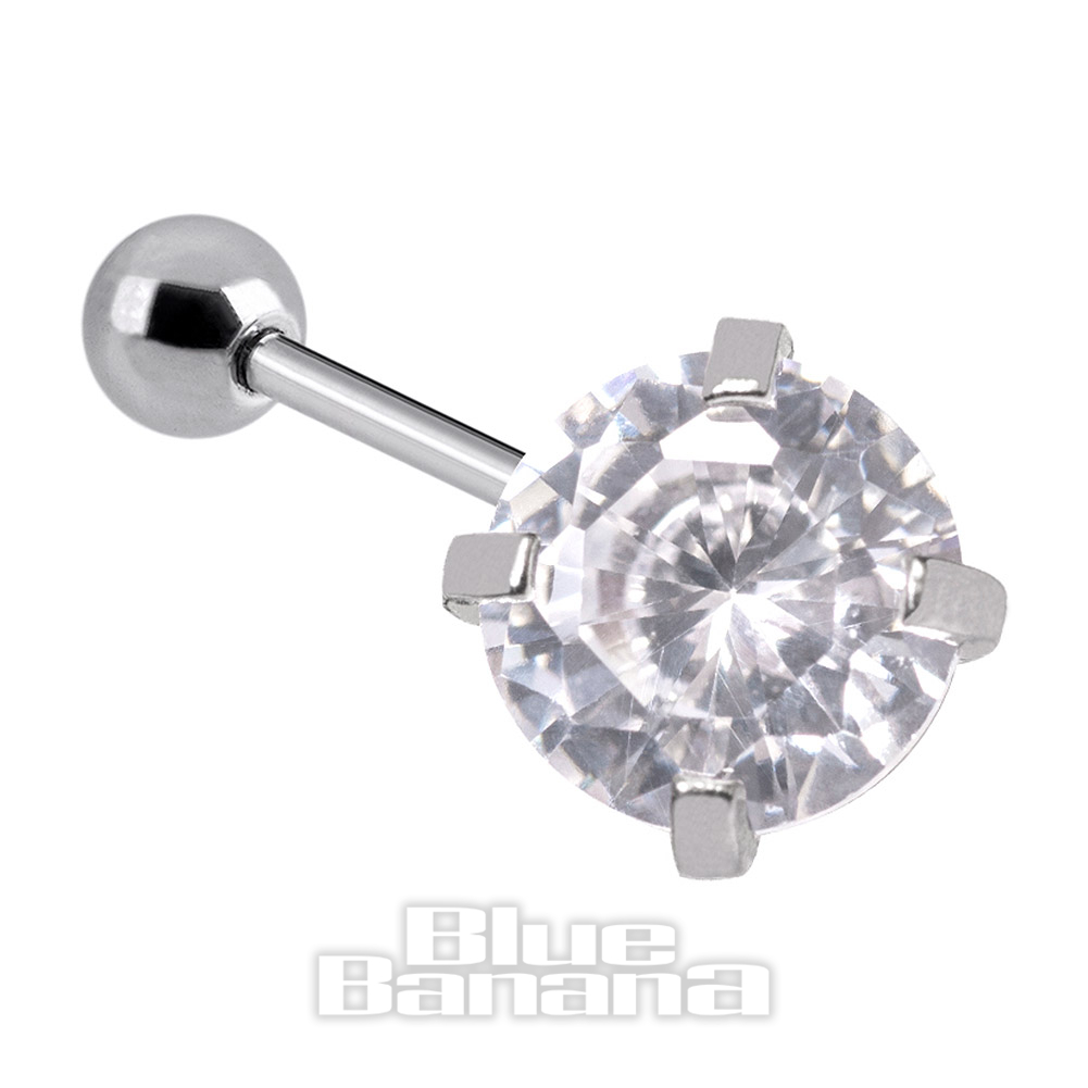 1.2mm Crystal Jewel Tragus Bar, Gem Ear Piercing Jewellery