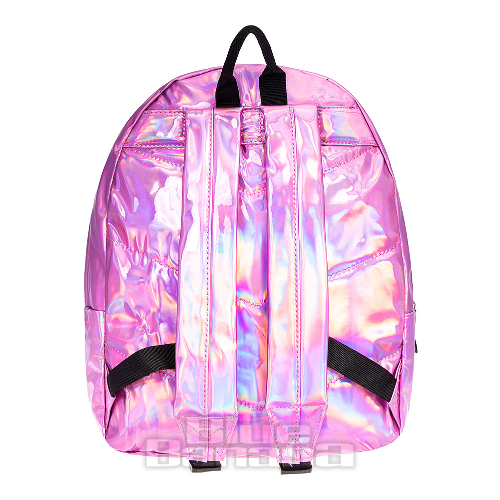 Hype Pink Holographic Pom Pom Backpack, Discount Backpacks
