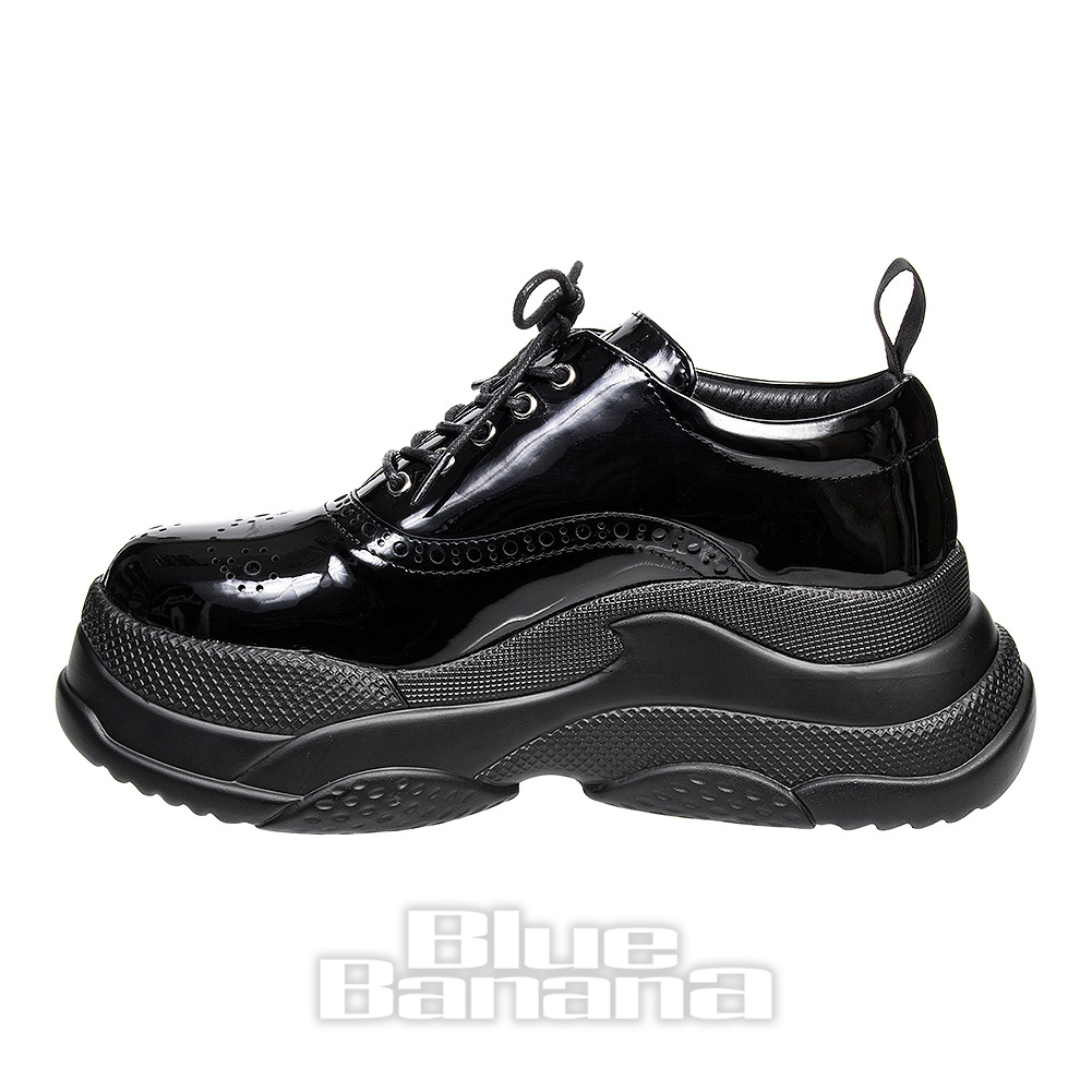 Lamoda Patent Platform Black Brogue Women's Gothic Shoes