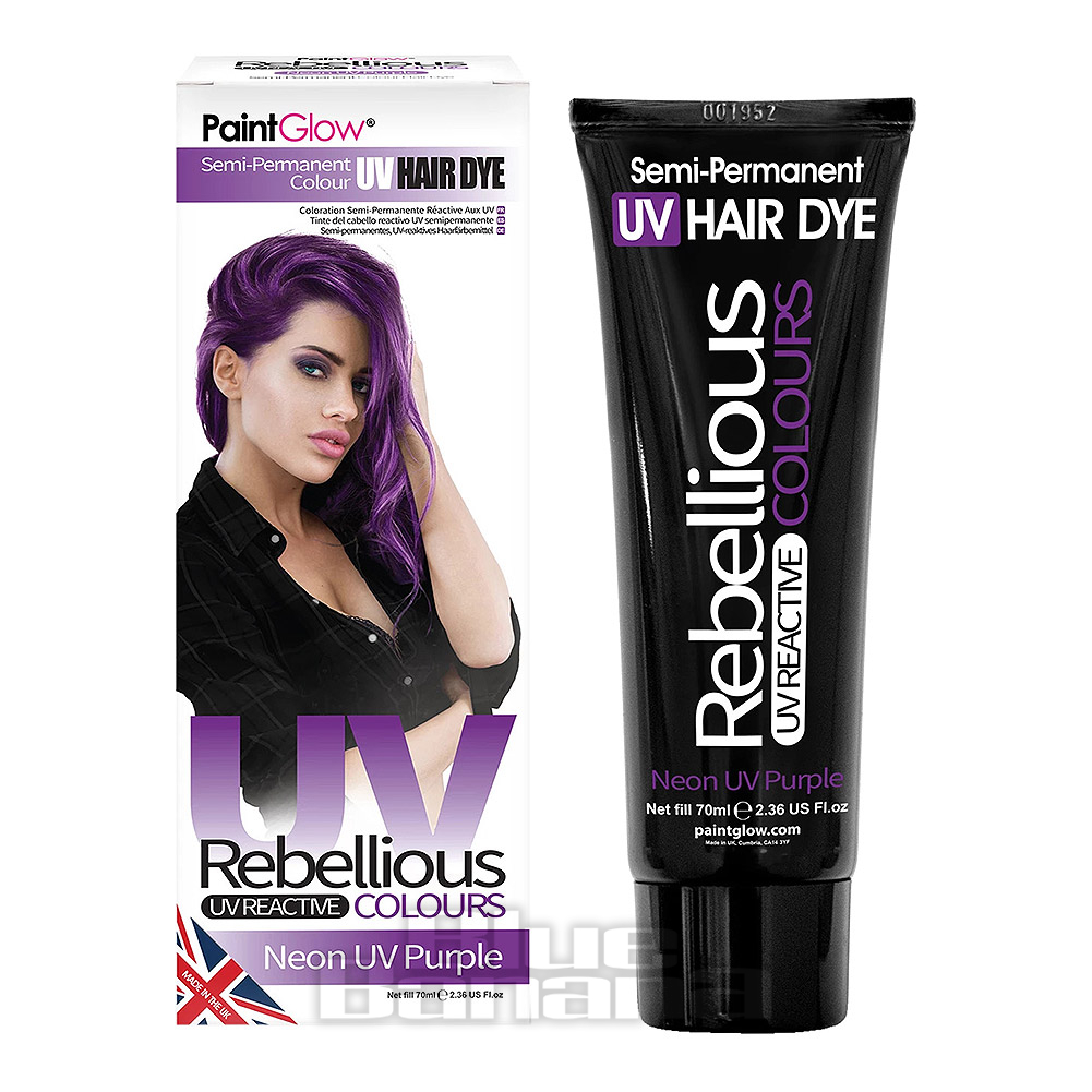 Paintglow UV Neon Purple Hair Dye, Semi Permanent Colour
