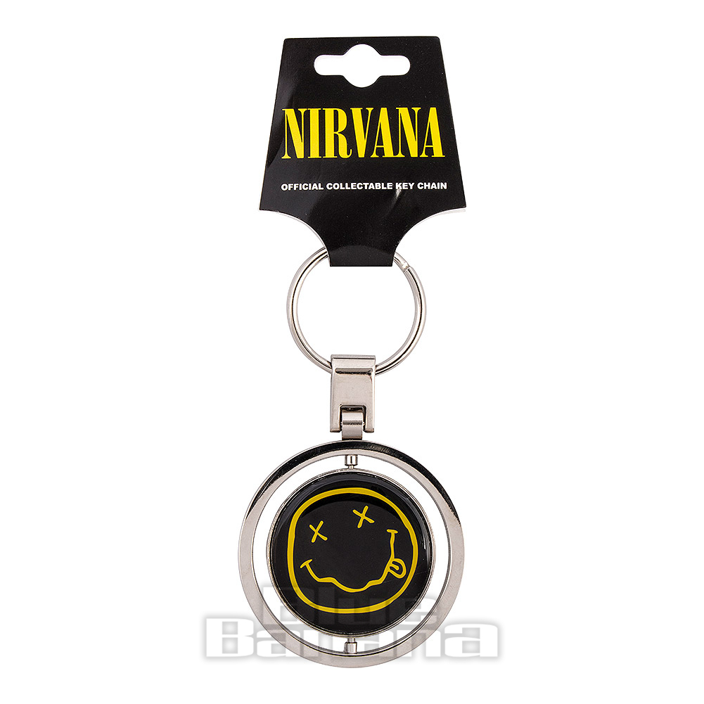 Official Nirvana Smiley Spinner Keychain, Classic Keyring