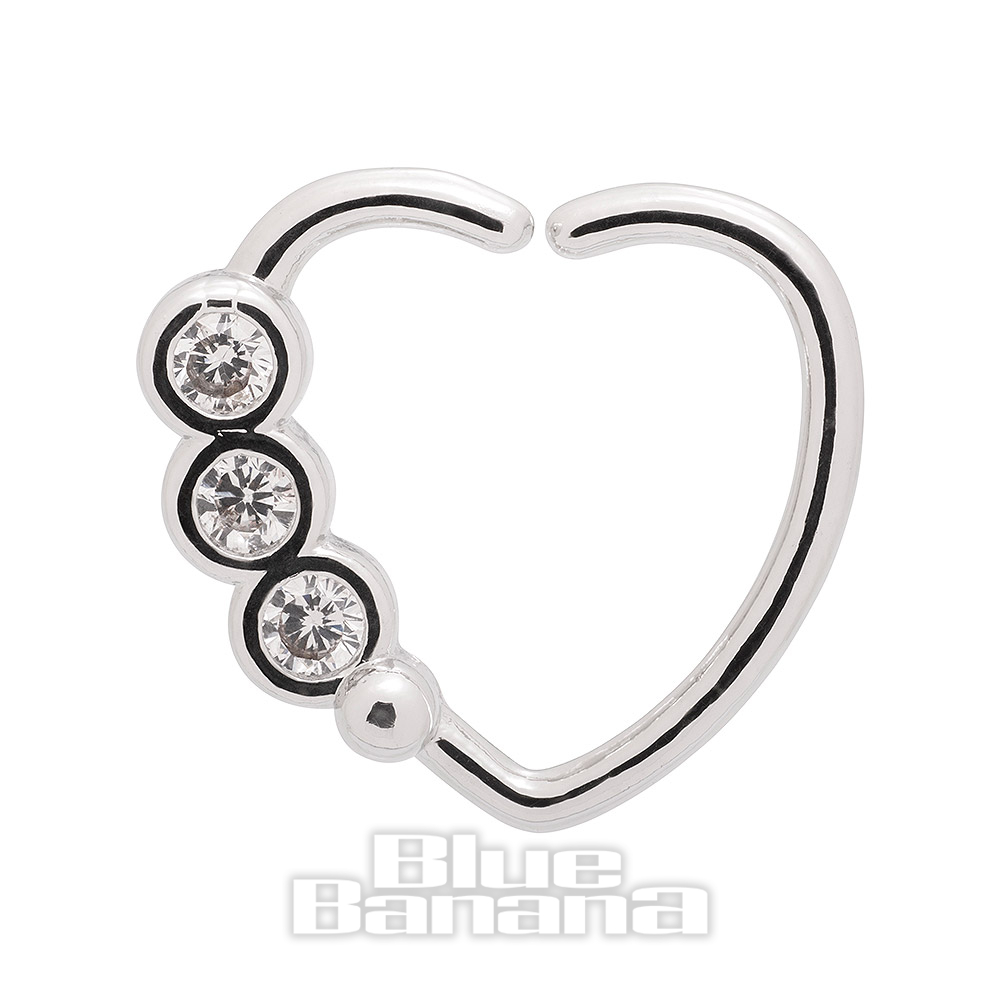 Round Gems 1.0mm Silver Left Tragus Heart | Tragus Earring Jewellery