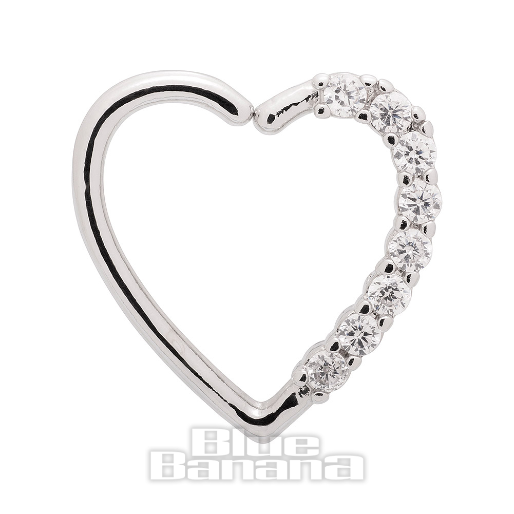 Silver Small Gems Tragus Heart | Cartilage Piercing Earring