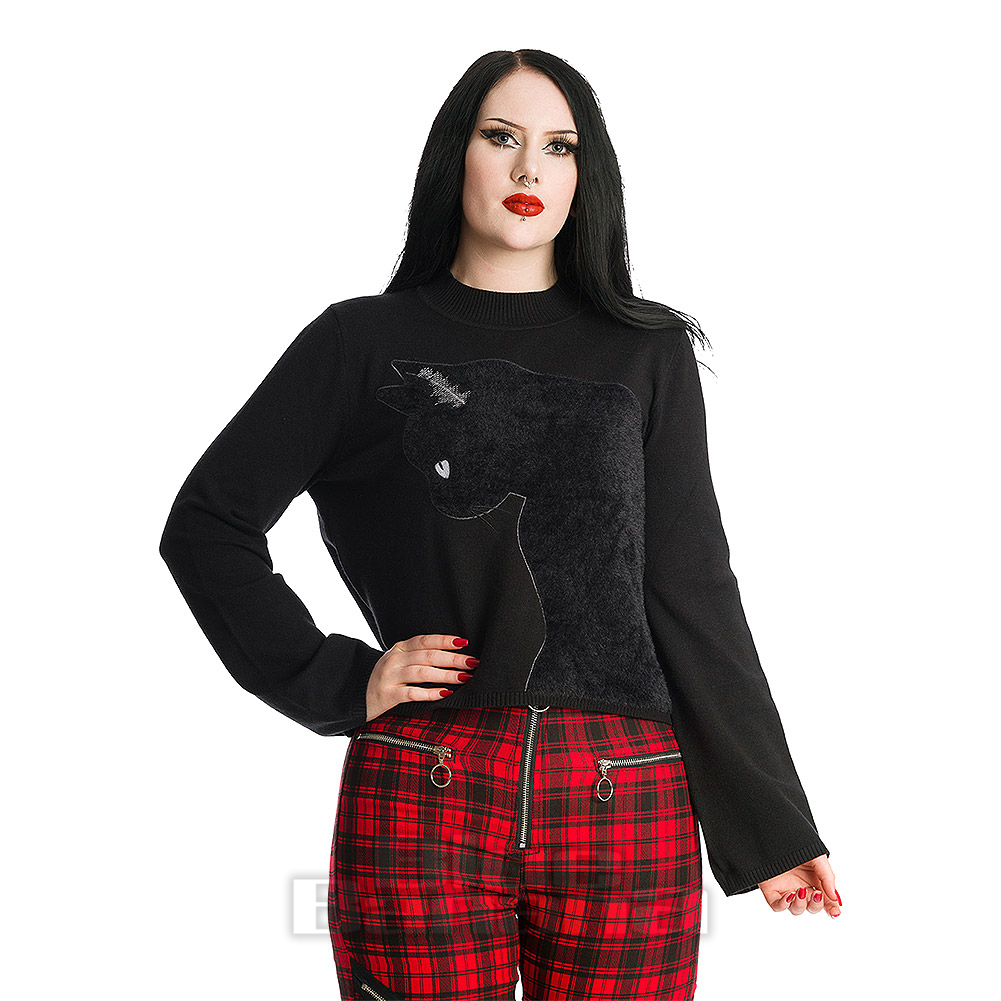 Banned Sabrina Black Cat Jumper | Gothic & Witch Sweater