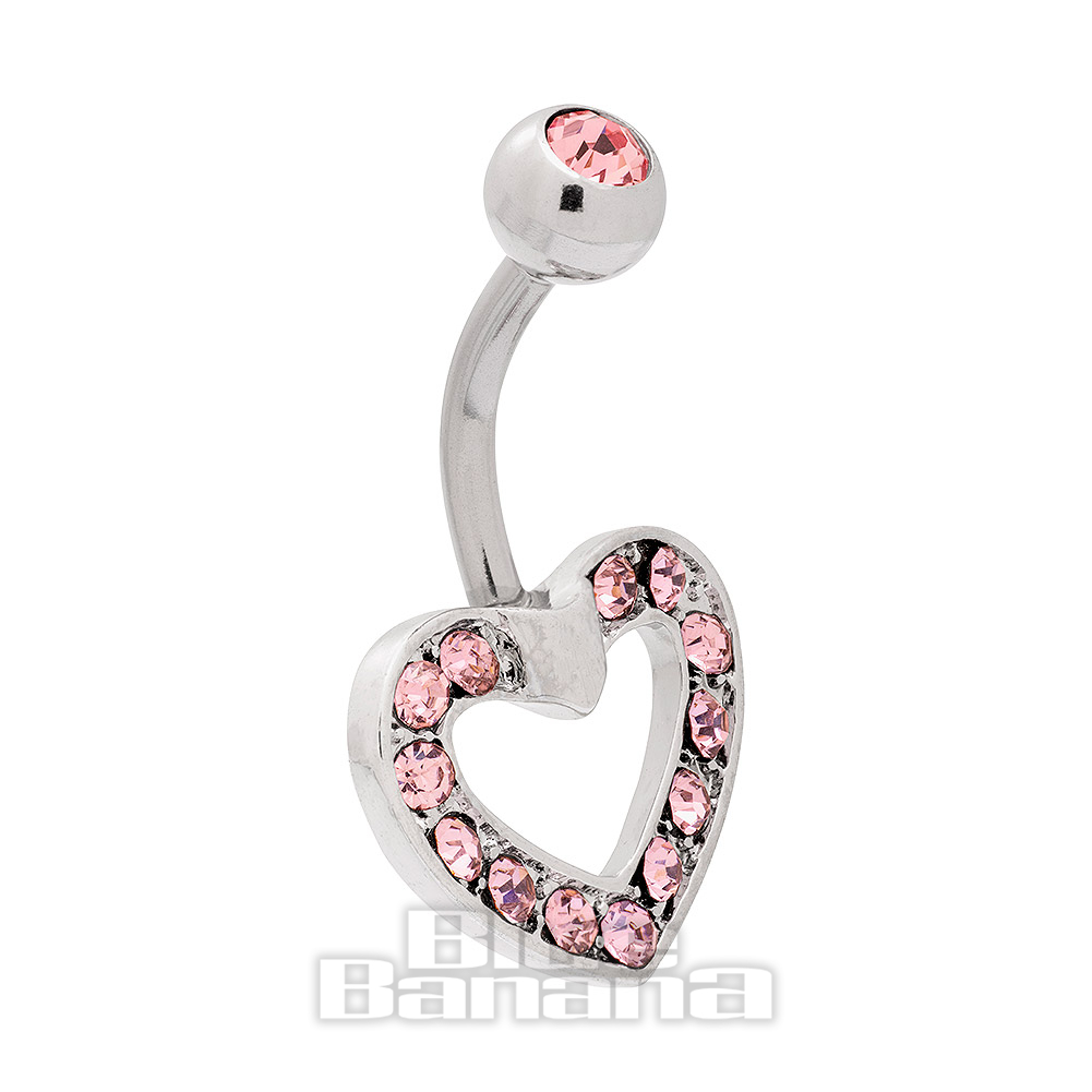 Heart Light Rose Navel Bar | Belly Bar Piercing Jewellery